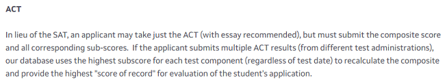 Which Colleges Require All ACT Scores Sent?