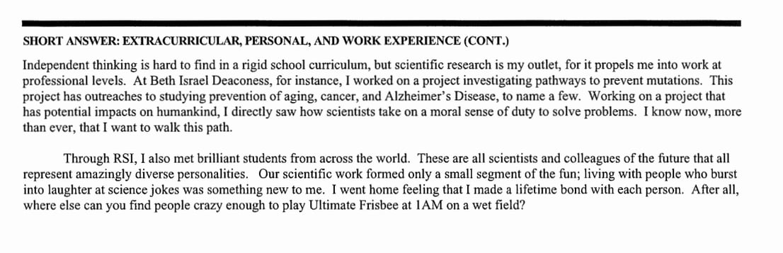 My Successful Harvard Application (Complete Common App + Supplement)